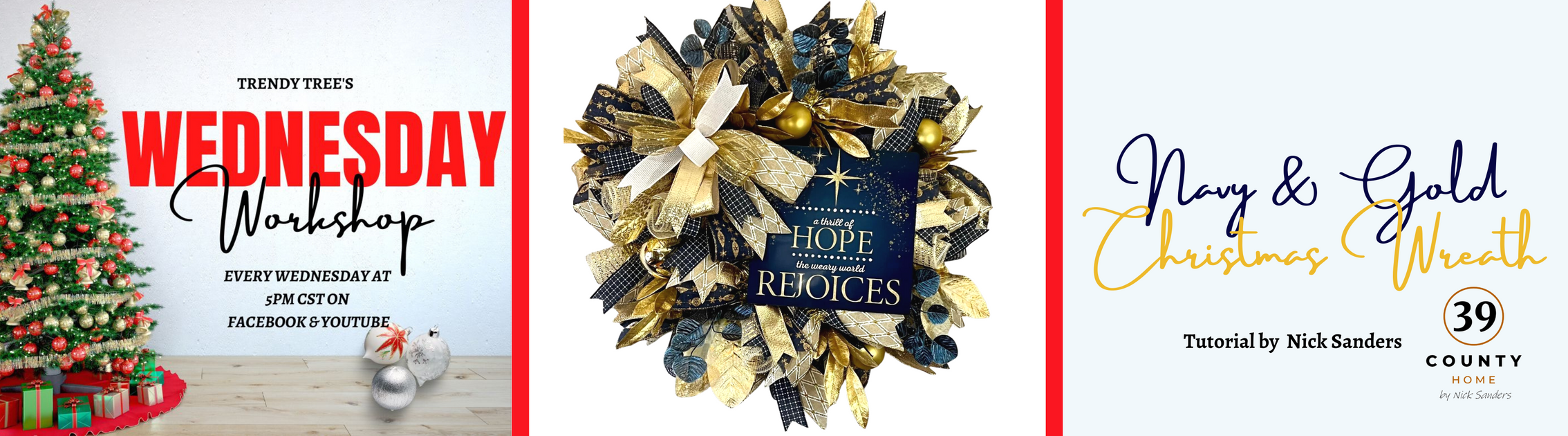Wednesday Workshop - Navy & Gold Christmas Wreath — Trendy Tree