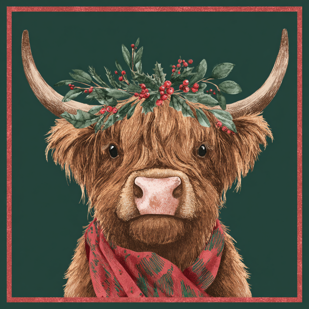 10" x 10" Holiday Highland Cow Sign TTE-318 — Trendy Tree