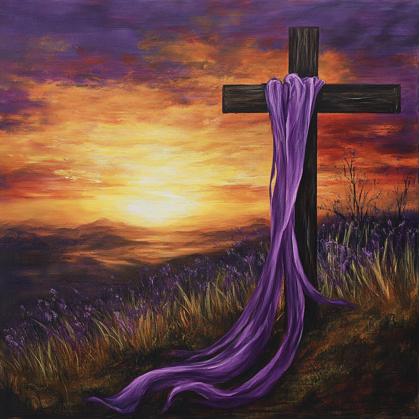 10" x 10" Sunset Easter Cross Sign TTE-191 — Trendy Tree