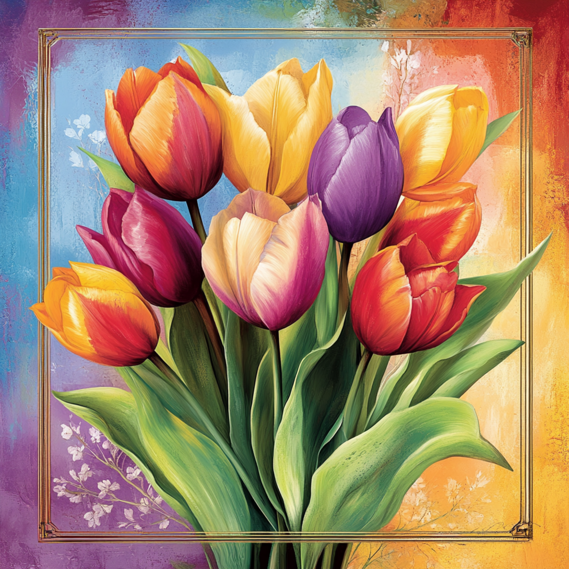 10" x 10" Tulip Bouquet Sign TTE-140 — Trendy Tree