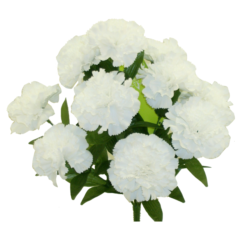 17" with 11 stems White Color Fast Carnation Bush 81230Wt — Trendy Tree