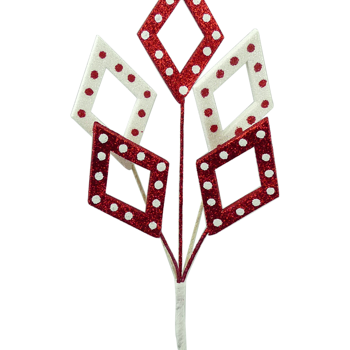 20" Red and White Glitter Diamond Pick 84856RDWT — Trendy Tree