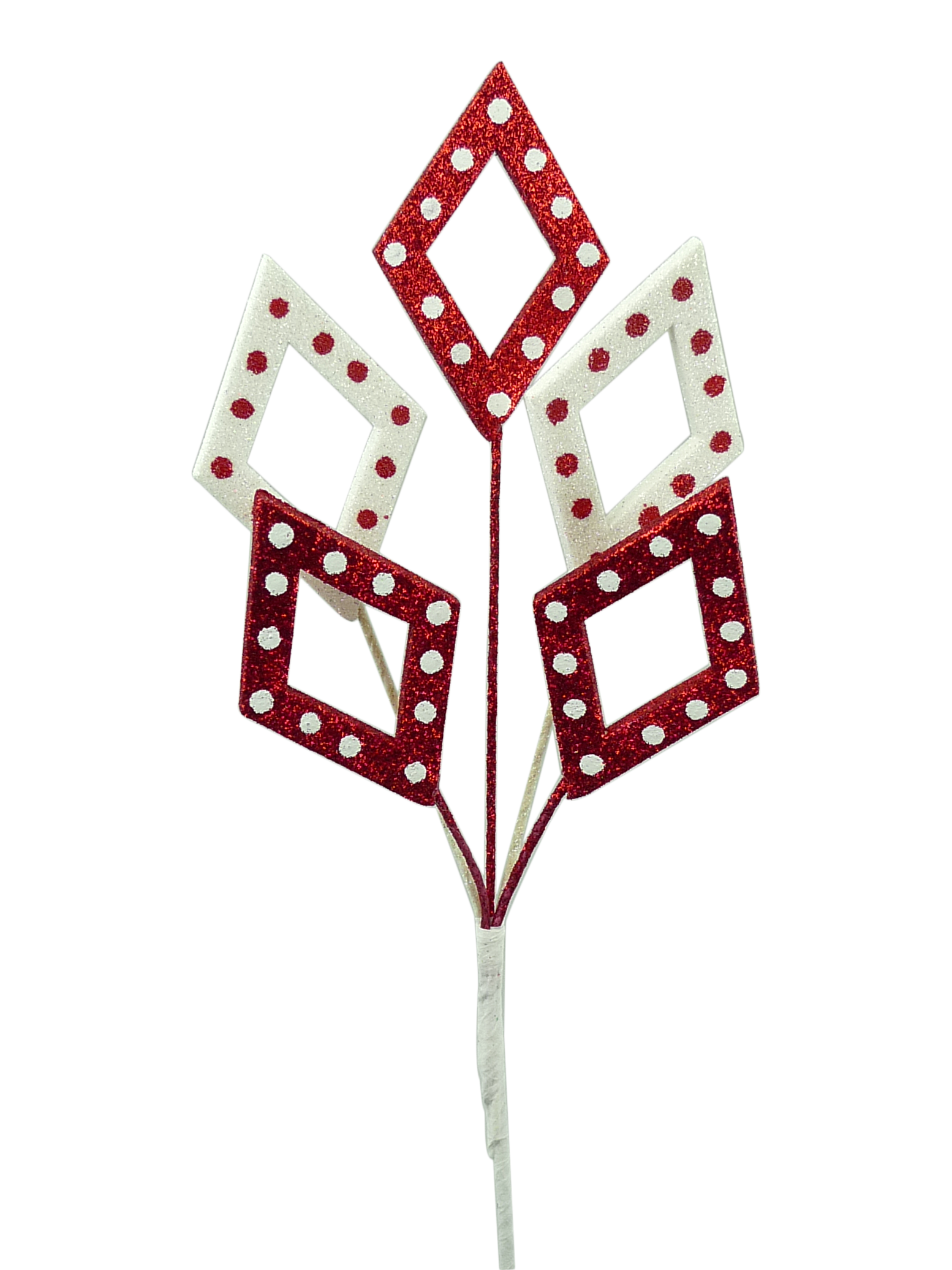 20" Red and White Glitter Diamond Pick 84856RDWT — Trendy Tree