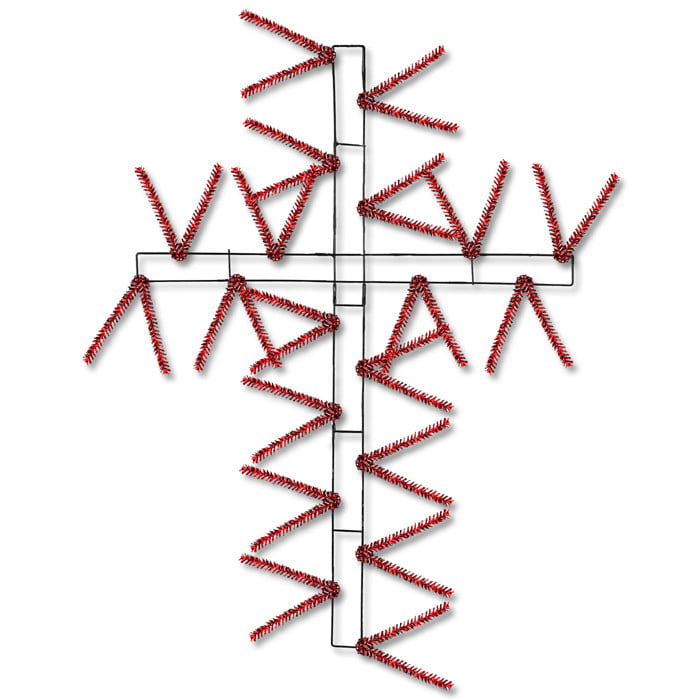 27" Metallic Red Pencil Work Cross Frame XX760424 — Trendy Tree